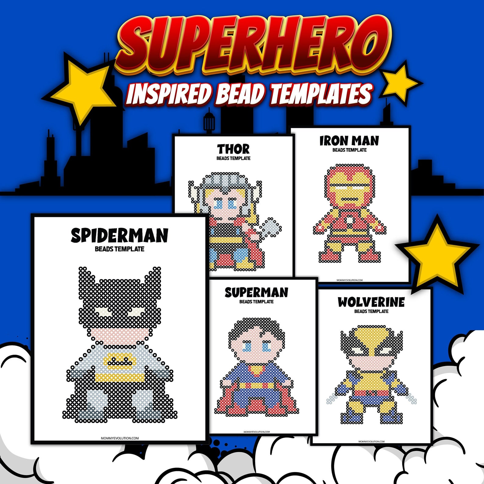 Superhero Perler Bead Cards | Fun Art Project - Fine Motor Craft - Etsy