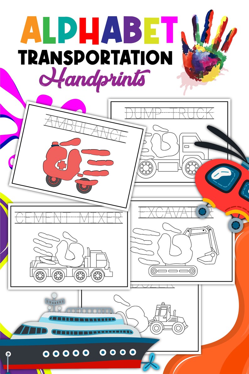 Alphabet Transportation Hand Print Craft Cards - Etsy