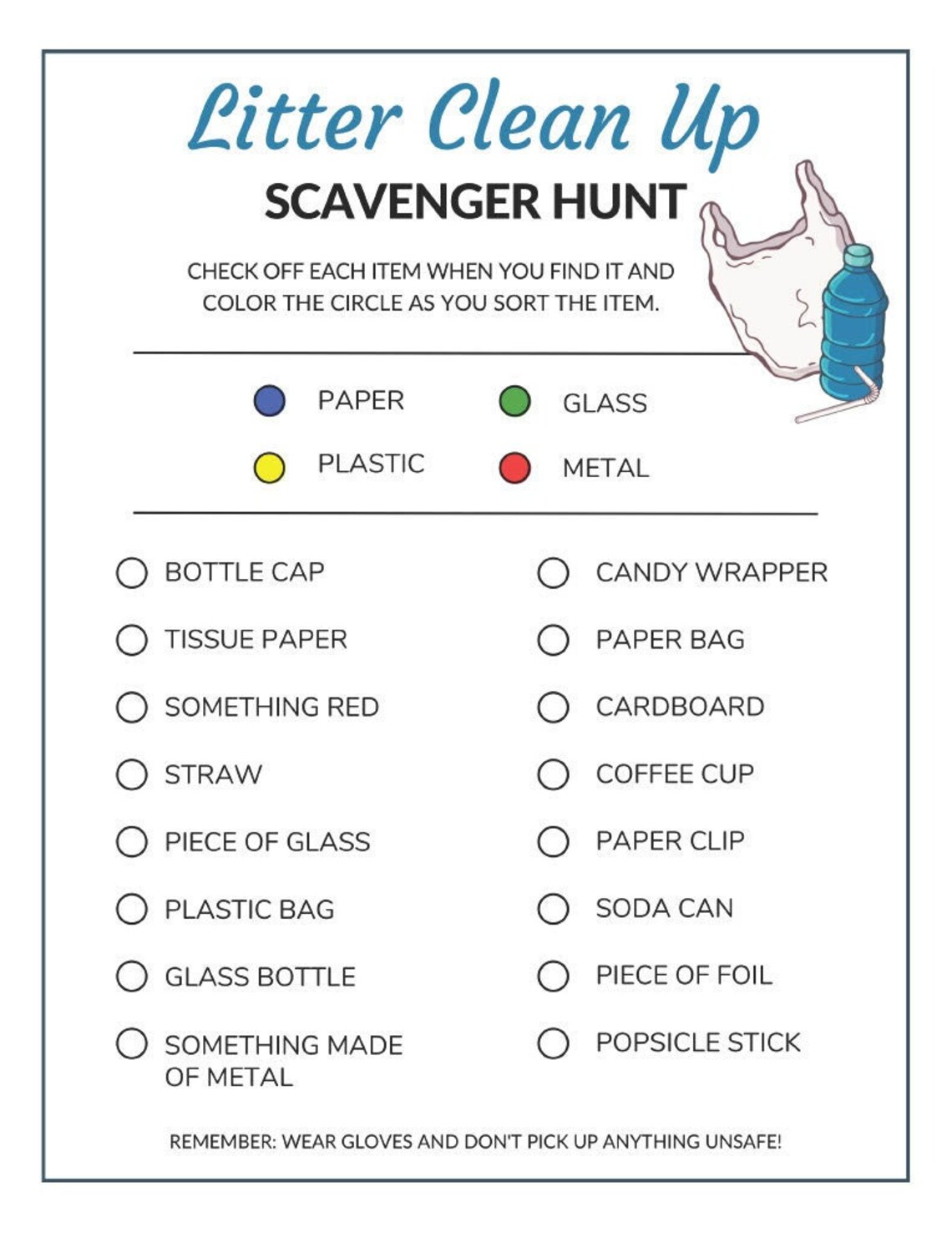 Litter Clean-up and Recycle Scavenger Hunt Game for Kids - Etsy