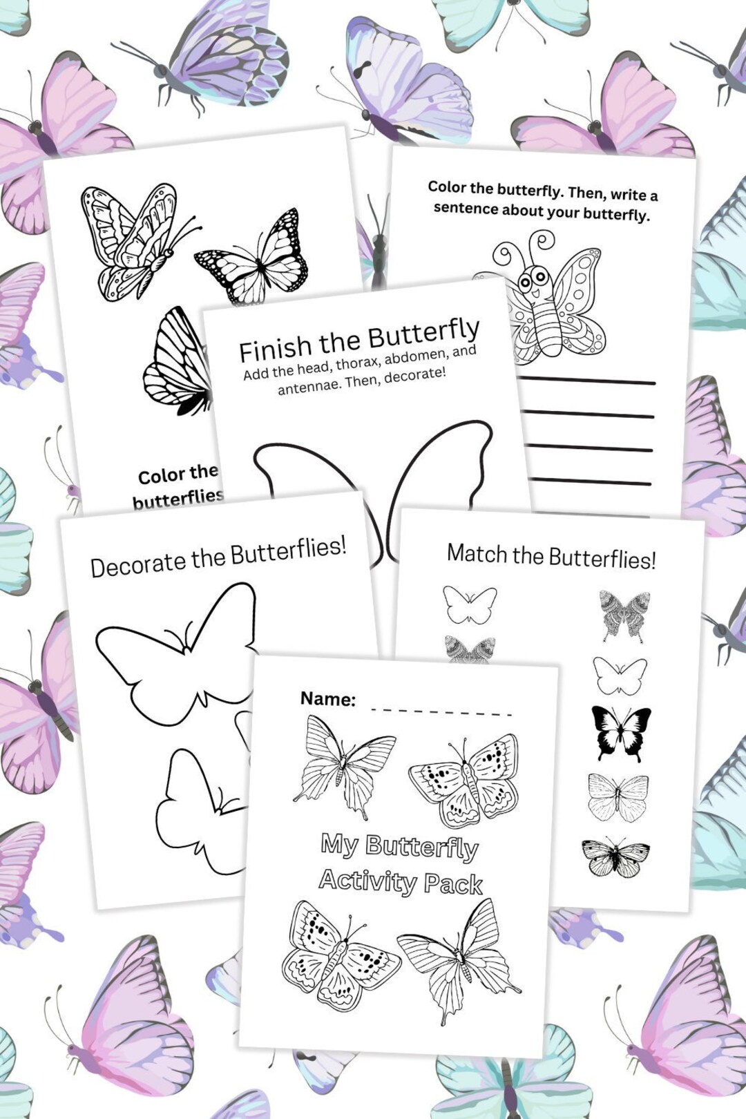 Butterfly Activity Worksheets Workbook for Preschool and Kindergarten ...
