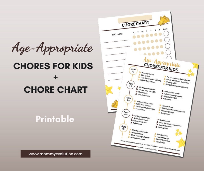 Chore Chart for Kids Age Appropriate - Etsy