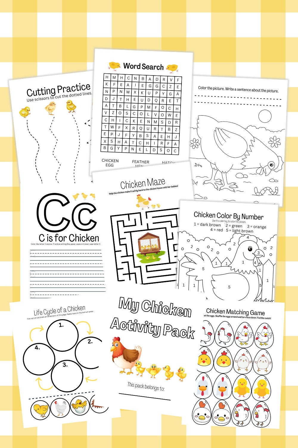 Letter C Chicken Activity Worksheets Packet - Etsy