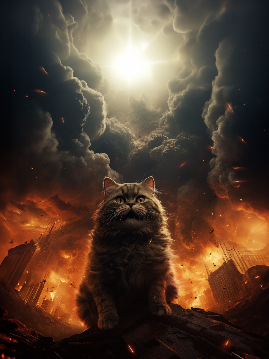 Custom Cat Godzilla Poster | Personalized Pet Art - Etsy
