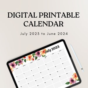July 2023-june 2024 Printable Calendar Flower Power 11 X 8.5 Inches ...