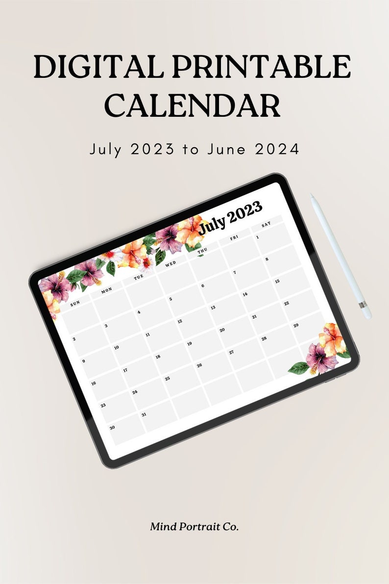 July 2023-june 2024 Printable Calendar Flower Power 11 X 8.5 Inches ...