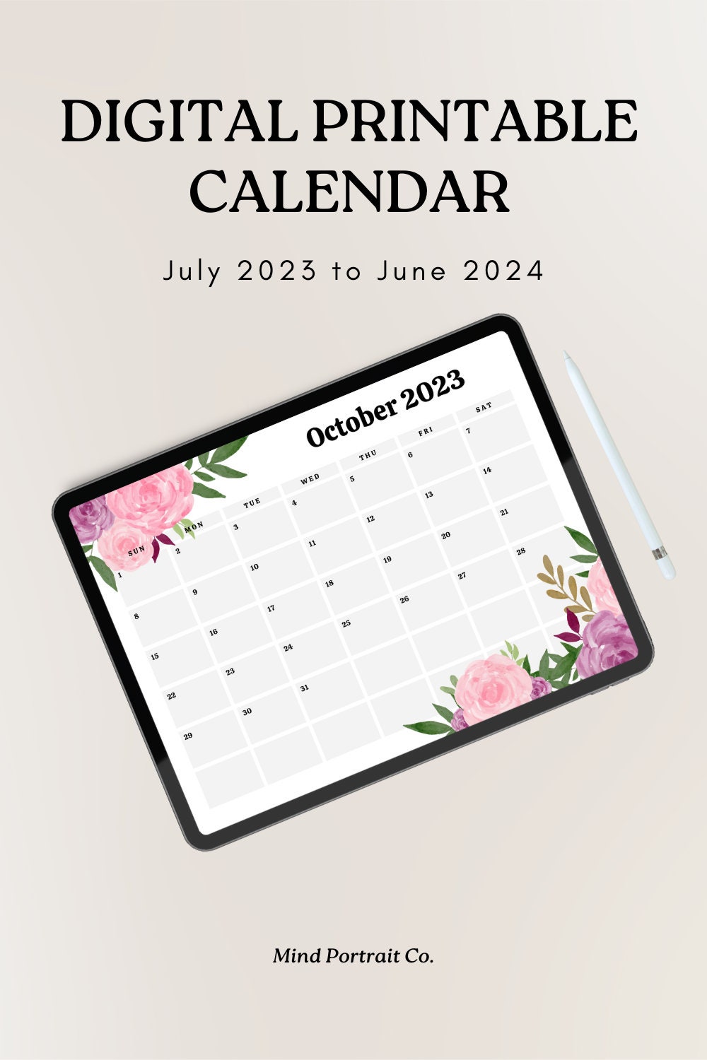 July 2023-june 2024 Printable Calendar Flower Power 11 X 8.5 Inches ...