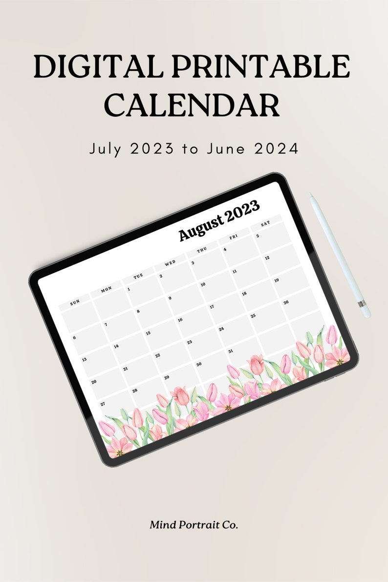 July 2023-june 2024 Printable Calendar Flower Power 11 X 8.5 Inches ...