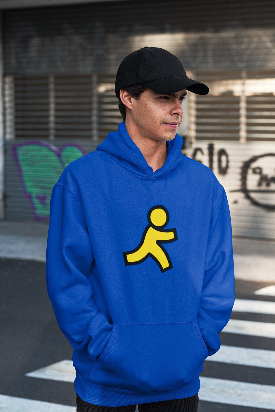 AOL Running Man Hoodie, Instant Messenger, AIM Buddy, 90s 2000s ...