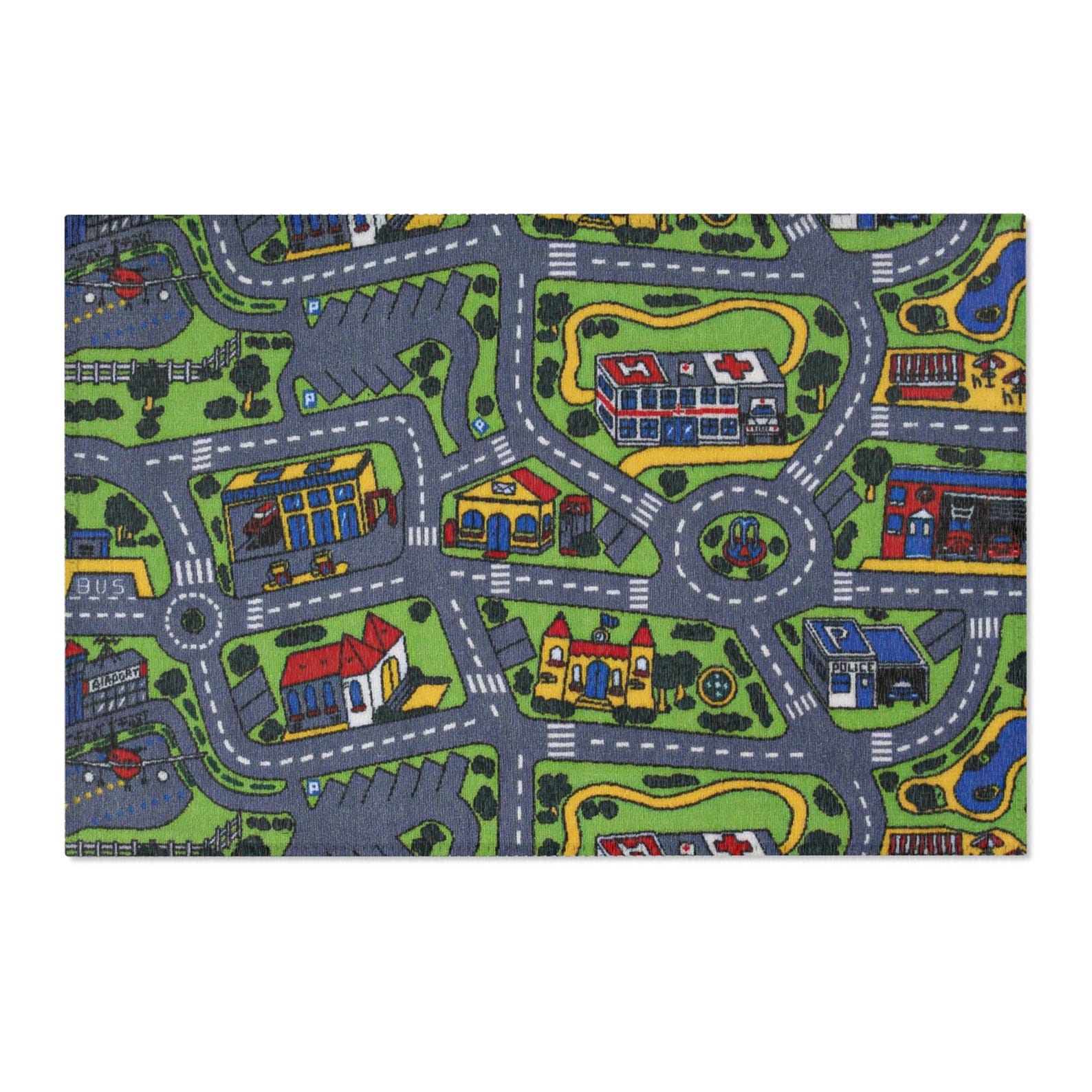 City Carpet Nostalgia Rug, 90s City Carpet, Toy Car Rug, Kids Play Car ...