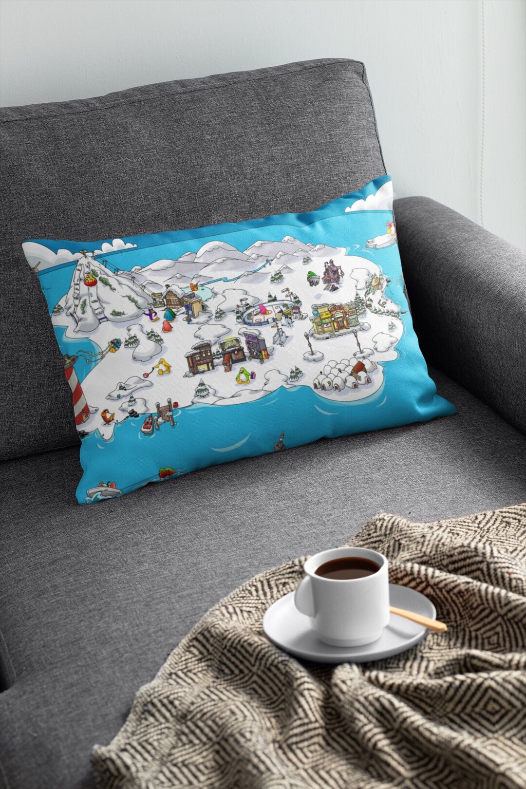 Club Penguin Map Pillow | Double Sided | Club Penguin Plush, 90s ...