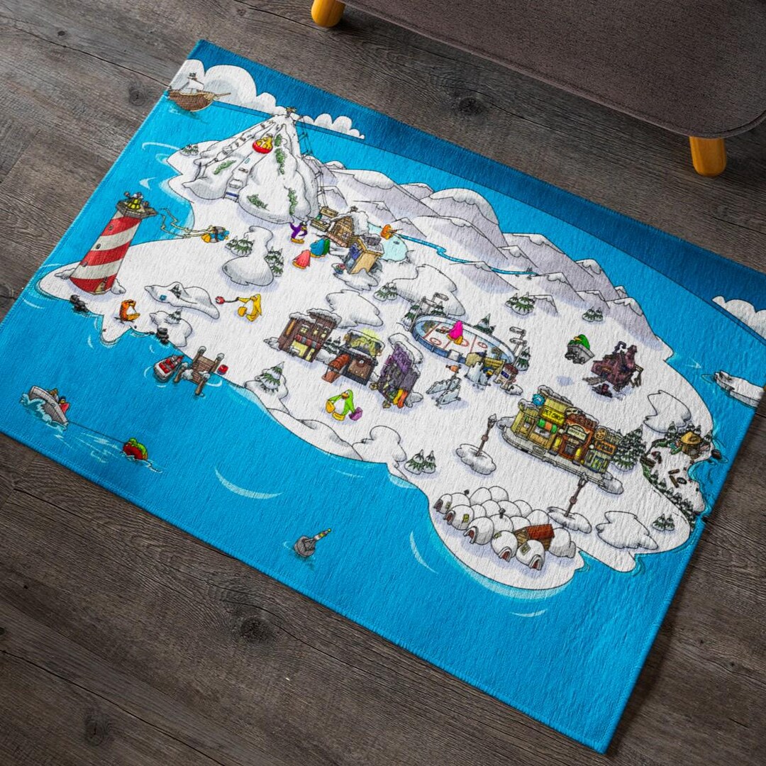 Club Penguin Map Rug, 2000s Nostalgia, Gaming Rug, Video Game Rug ...