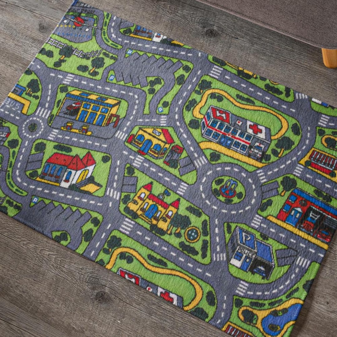 City Carpet Nostalgia Rug, 90s City Carpet, Toy Car Rug, Kids Play Car ...