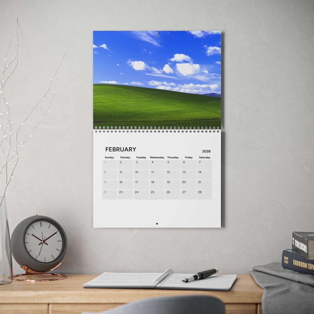 Windows XP Calendar (2026), Home Office Decor, 90s 2000s Nostalgia ...