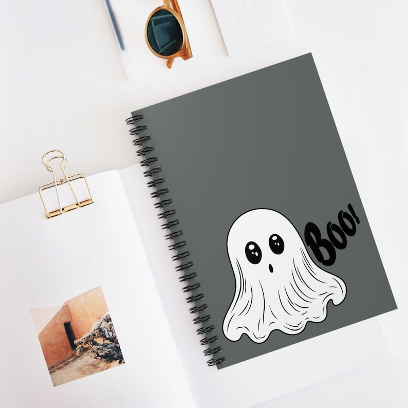 Spiral Notebook - Cute Boo Ghost Halloween Vintage Retro Cheeky Classic ...