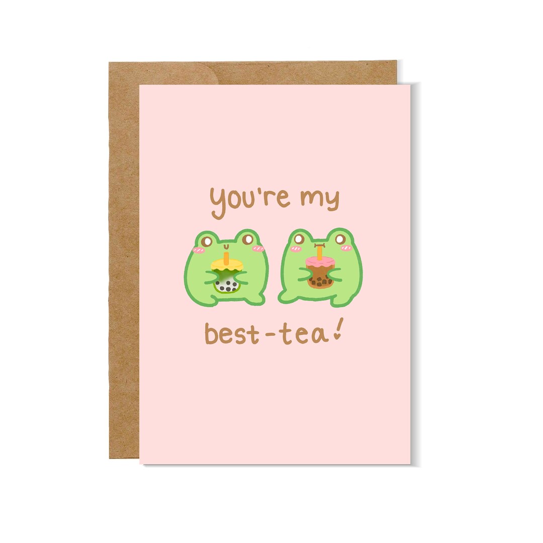 Greeting Card, Best Friend Card, Cute Boba Card, Greeting Card, Cute Card, Milk Tea Greeting ...