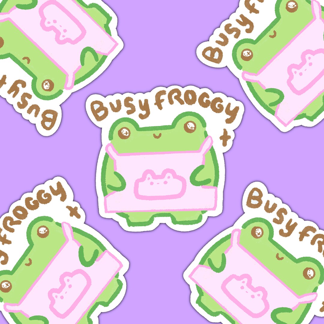 Busy Froggie Sticker Cute Stickers , Cute Frog Sticker, Work Sticker ...