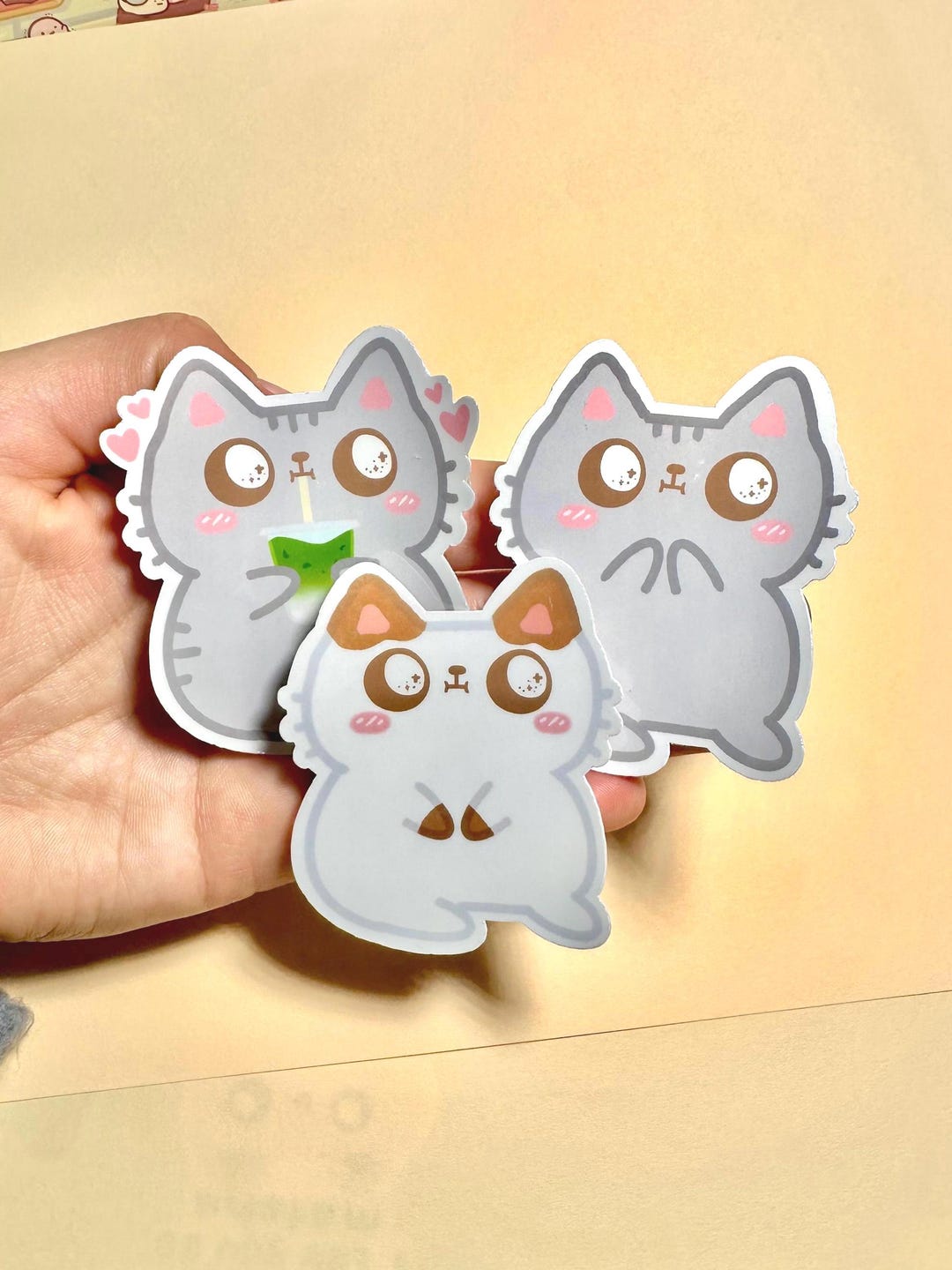 Matcha Cat Stickers | Iced Matcha Latte, Waterbottle, Laptop, Vinyl ...