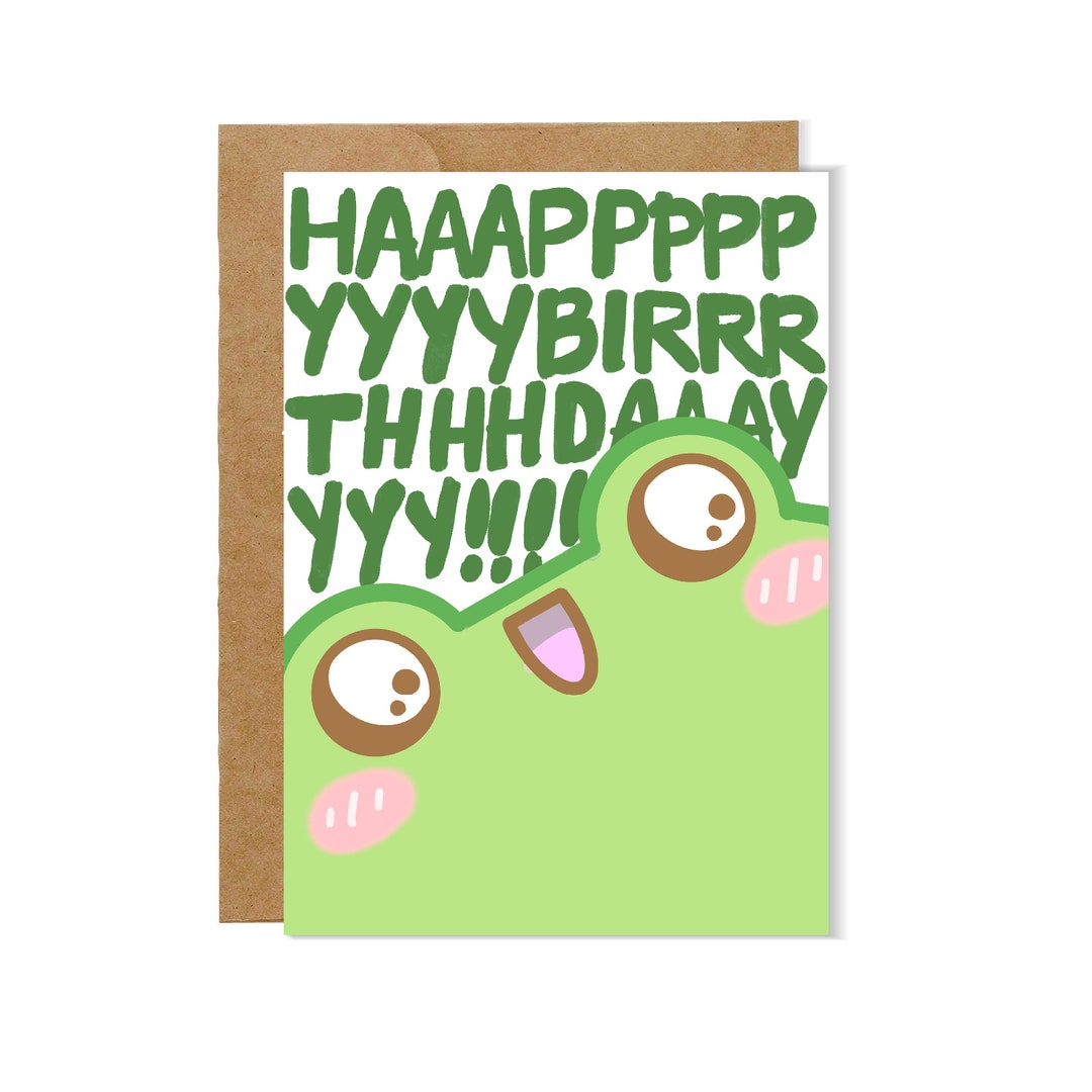 Birthday Card - Cute Frog Design | Greeting Card, Y2K Aesthetic, A7 ...
