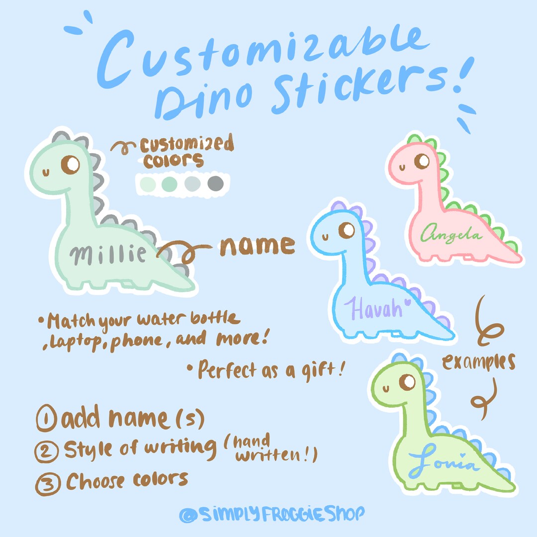 Custom Dinasour Stickers Cute Stickers , Dinasour Sticker, Cute Dino ...