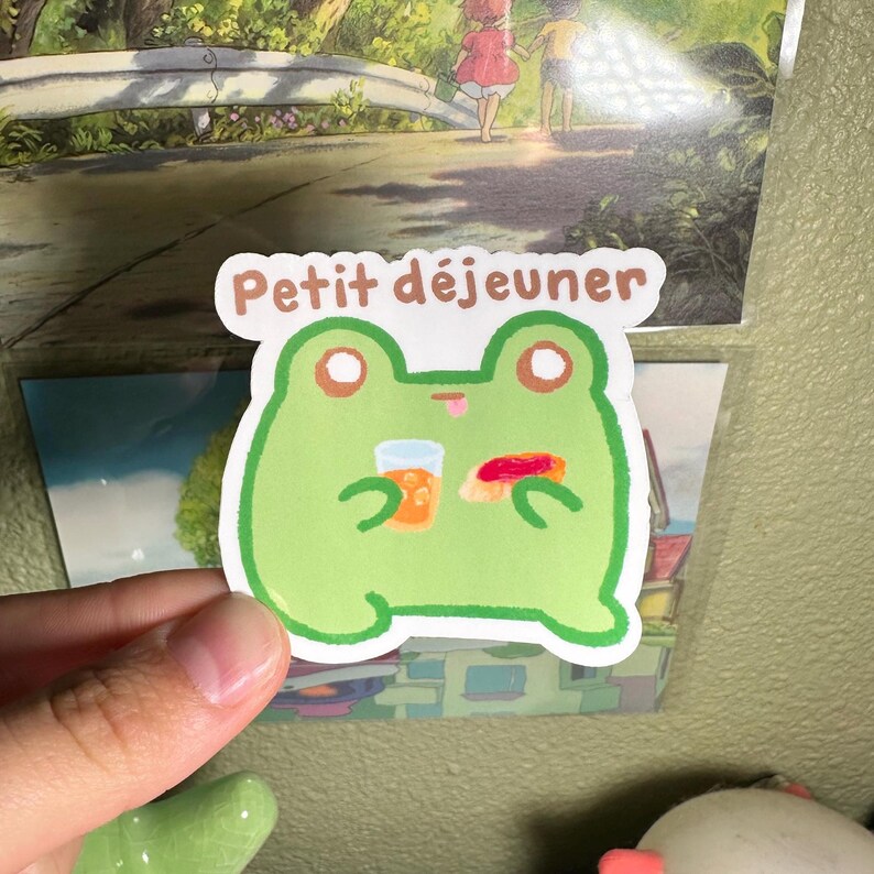 French Breakfast Frog Stickers | Croissant Sticker, Breakfast Sticker ...