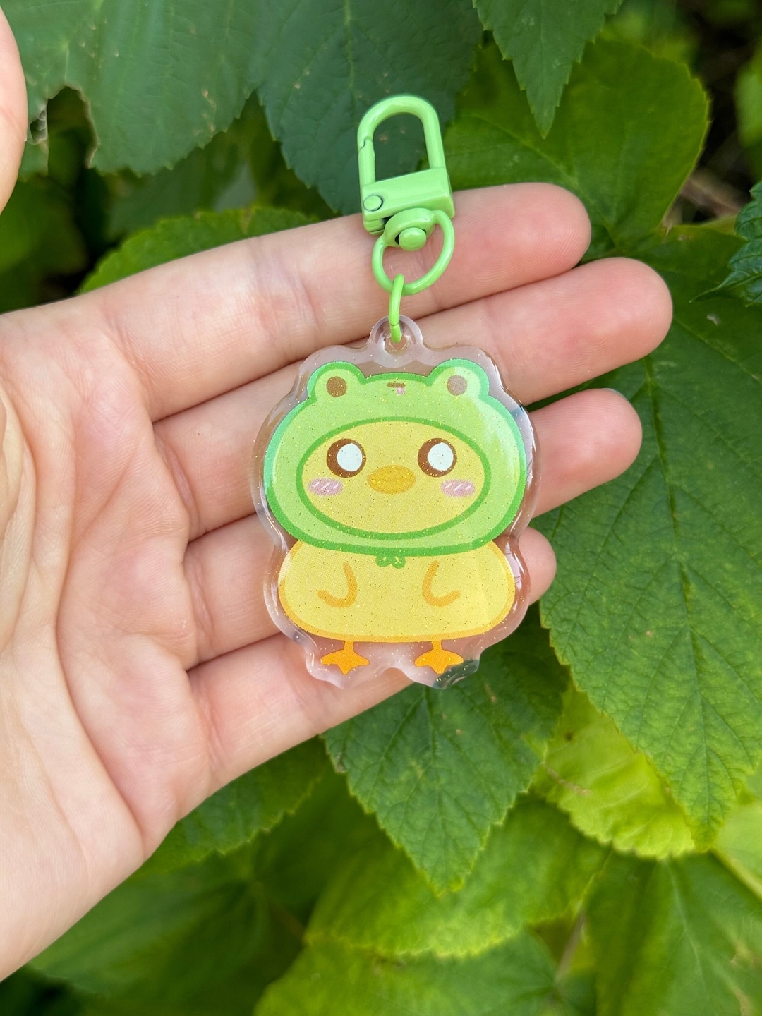 Epoxy Glitter Duck Keychain | Cute Frog Keychain, Kawaii Keychain ...