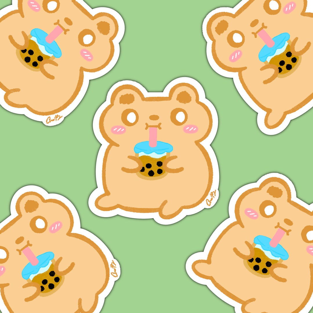 Boba Bear Sticker Cute Stickers , Cute Bear Sticker, Water-resistant ...