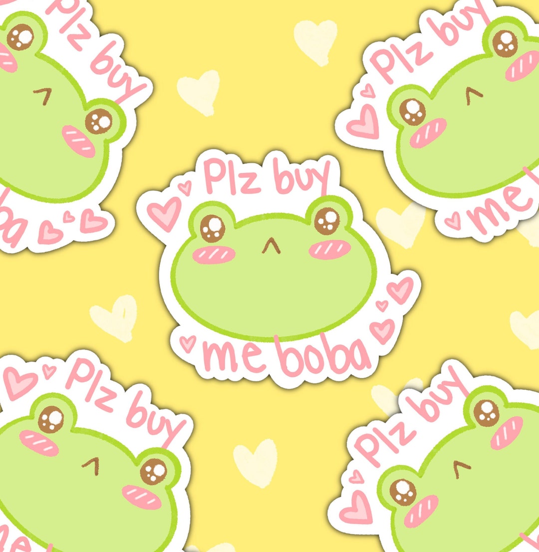 Froggy Sticker, Please Buy Me Boba Sticker | Cute Froggie Sticker ...