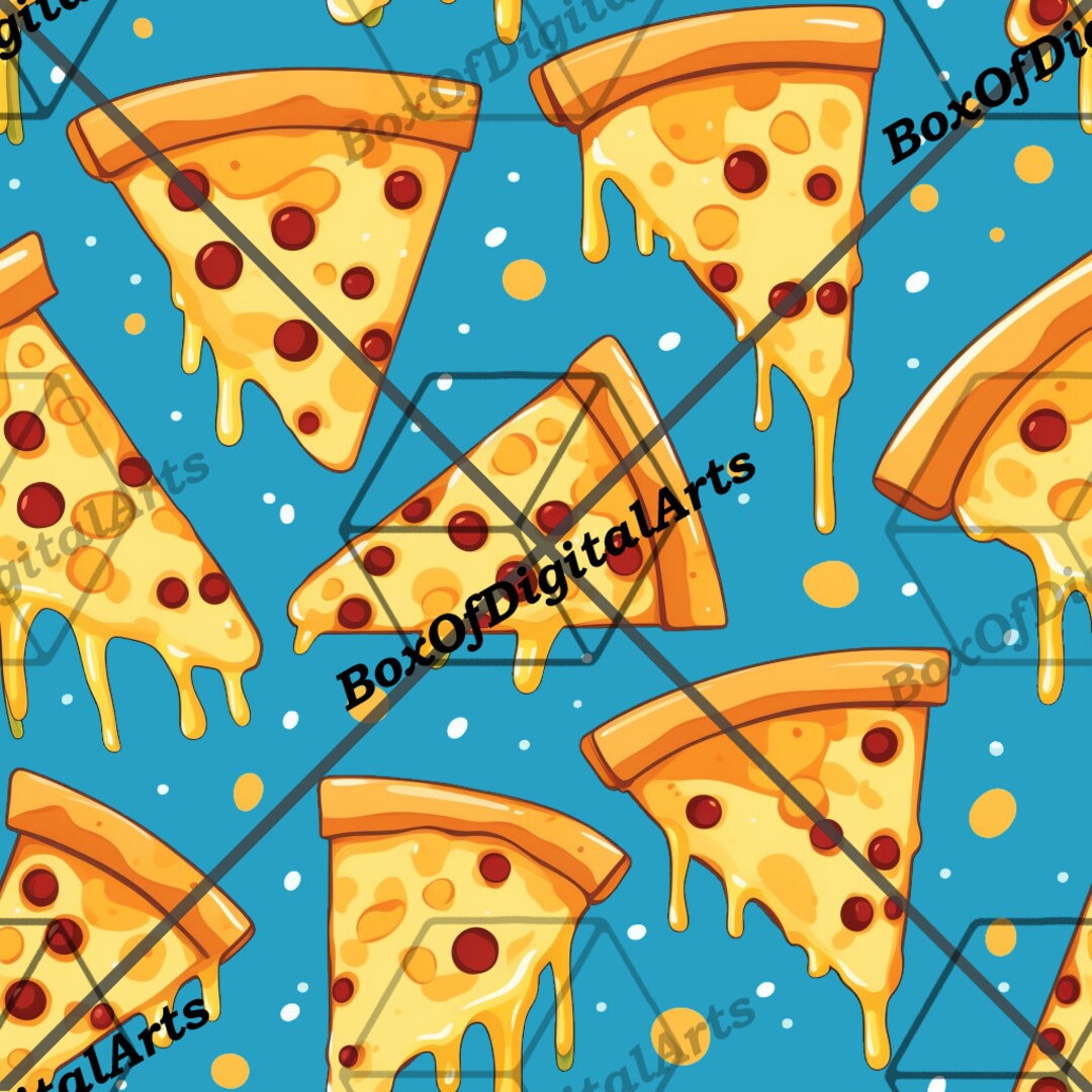 Seamless Tiling Cartoon Pizza Pattern 2 w/ Optional - Etsy
