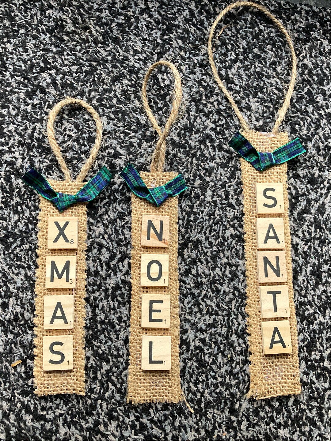 Rustic Hessian Jute Chirstmas Tree Decorations, Personalised Christmas ...