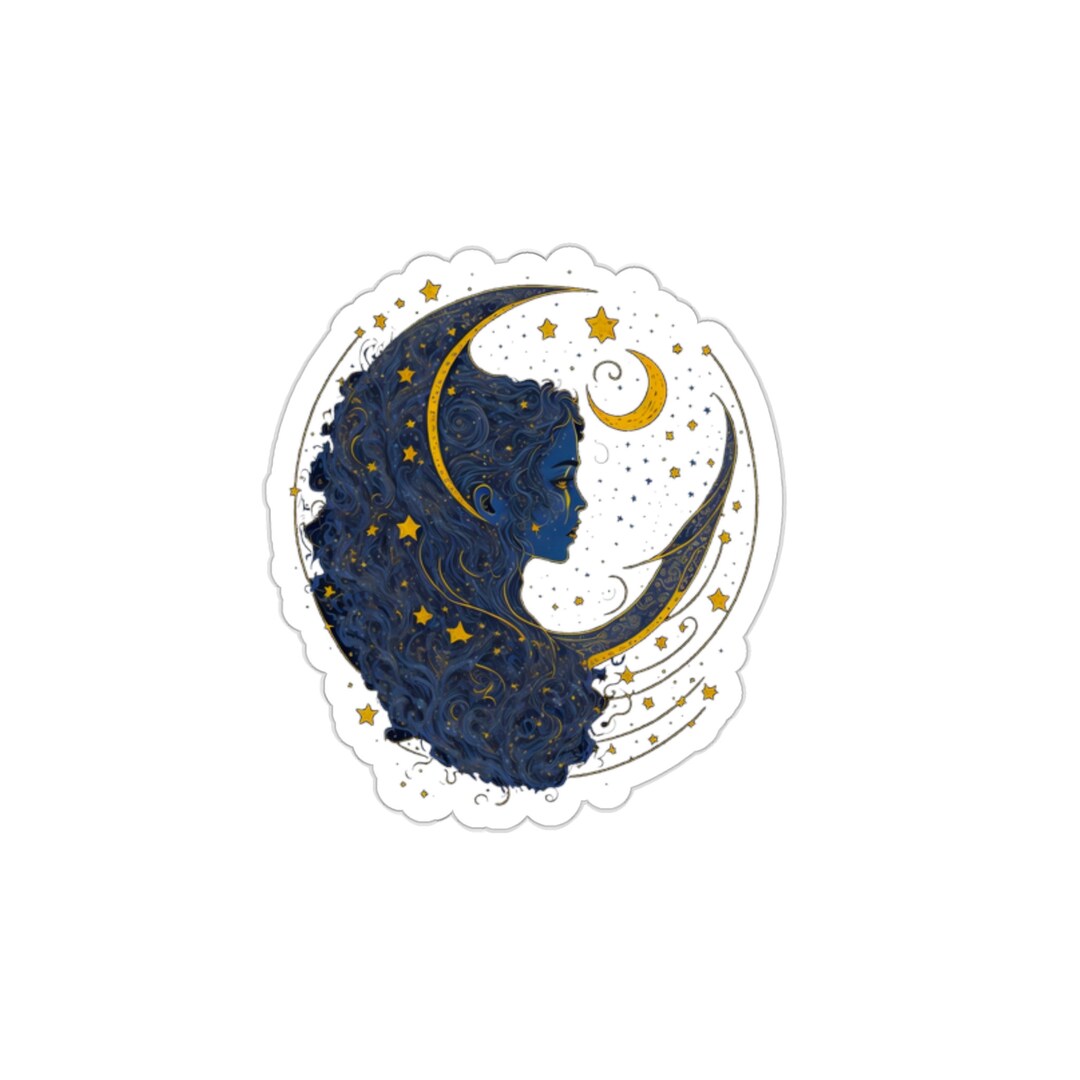Moon Girl With Stars and Moon Sticker Die-cut - Etsy