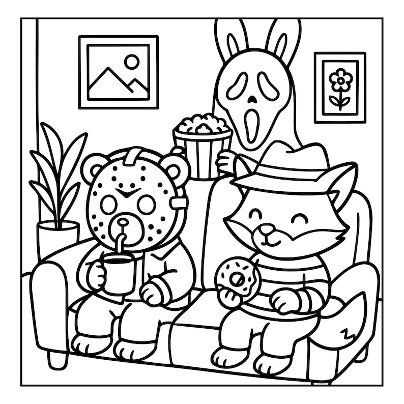 Spooky Coloring Book: 45-page Halloween Illustrations (PDF Download) - Etsy