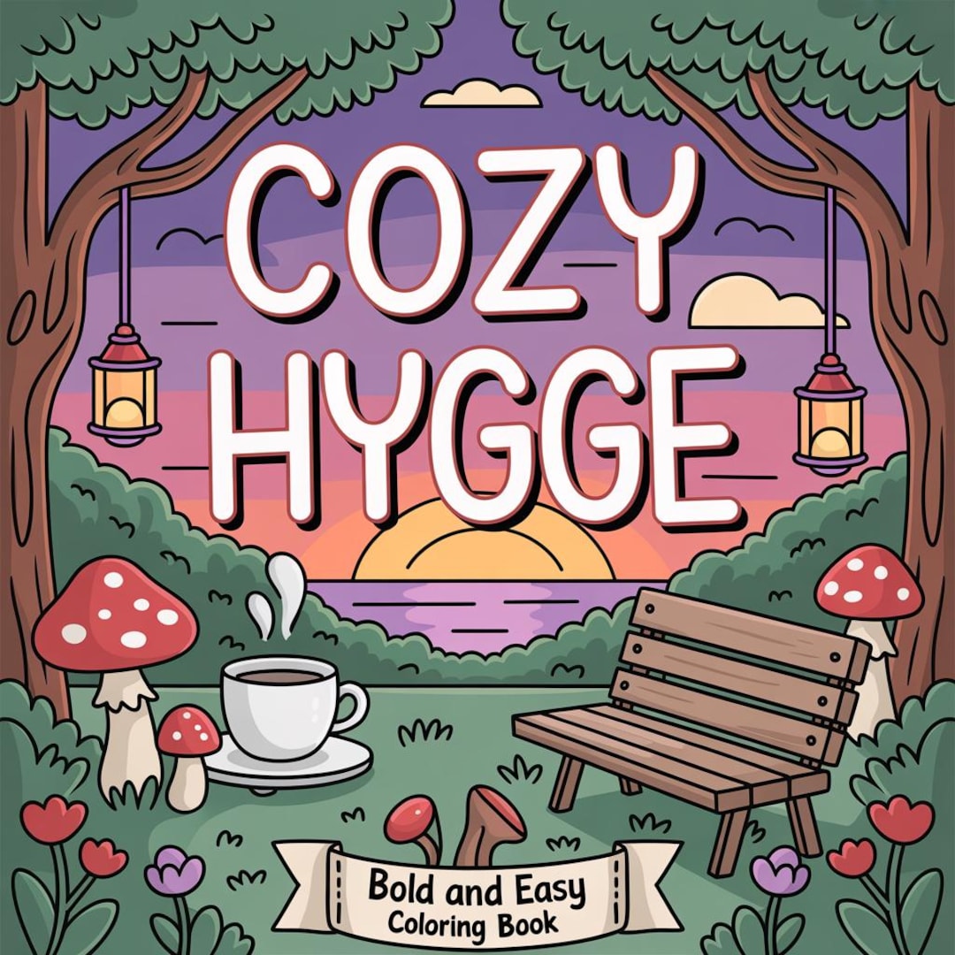 Cozy Hygge Bold and Easy Coloring Pages for Adults - Etsy Australia