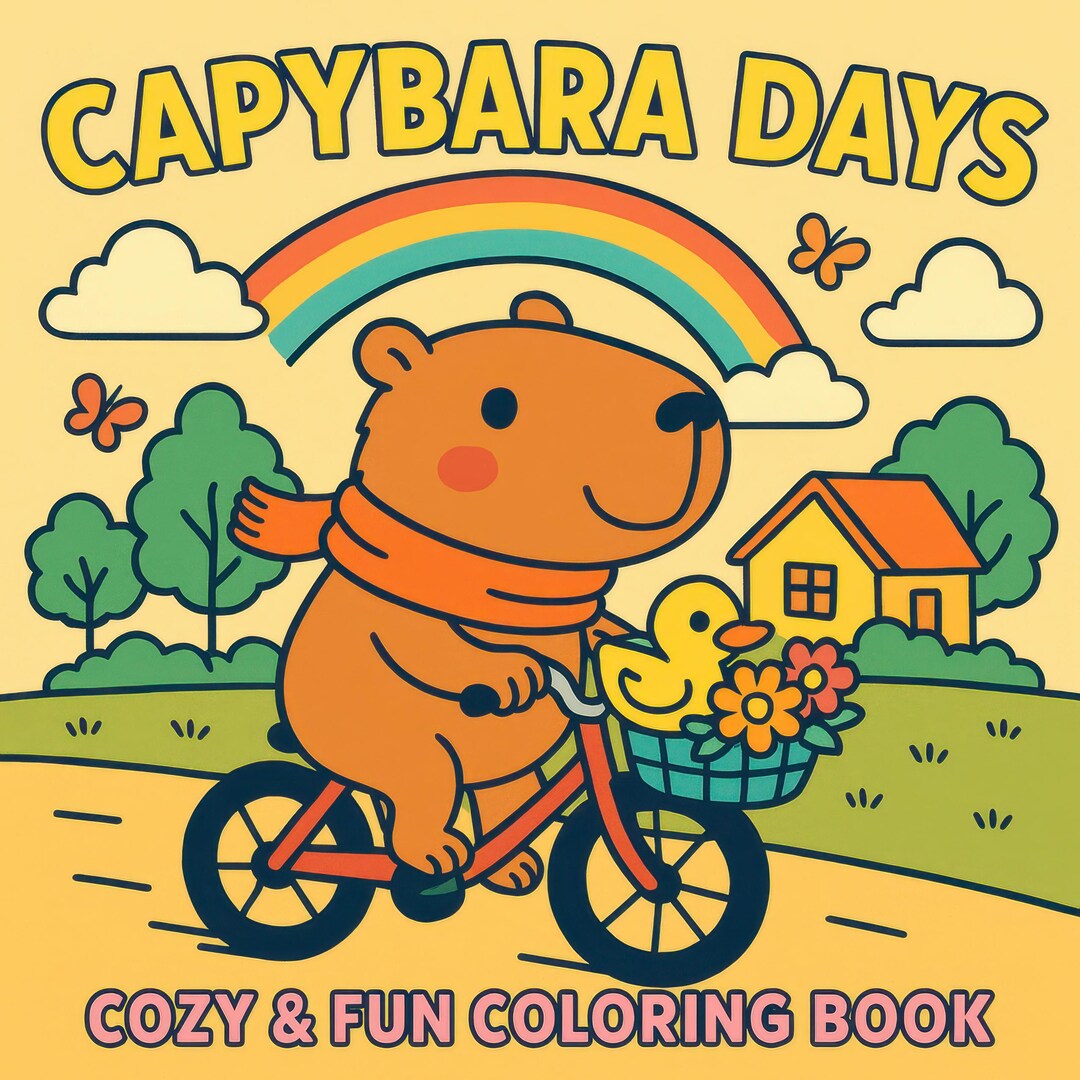 Capybara Days Cozy and Fun Coloring Book - Etsy