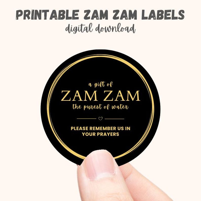 Zam Zam Water Gift Labels: Islamic Event Stickers (PNG, PDF Digital ...