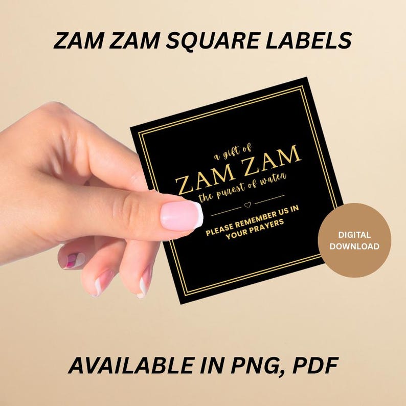 Gold Zam Zam Water Bottle Label | Islamic Gift, Ramadan, Umrah (digital ...