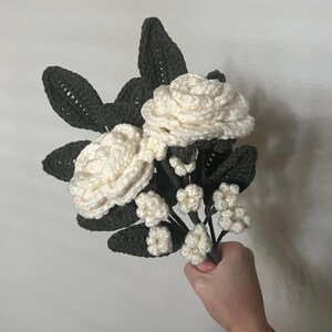 White Rose Crochet Bouquet - Etsy