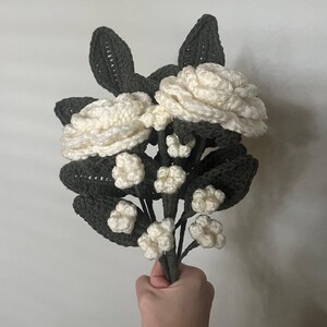 White Rose Crochet Bouquet - Etsy