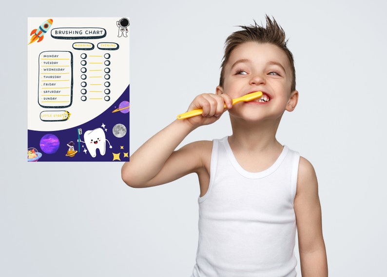 Printable Space Themed Tooth Brushing Chart Track Your Tooth - Etsy