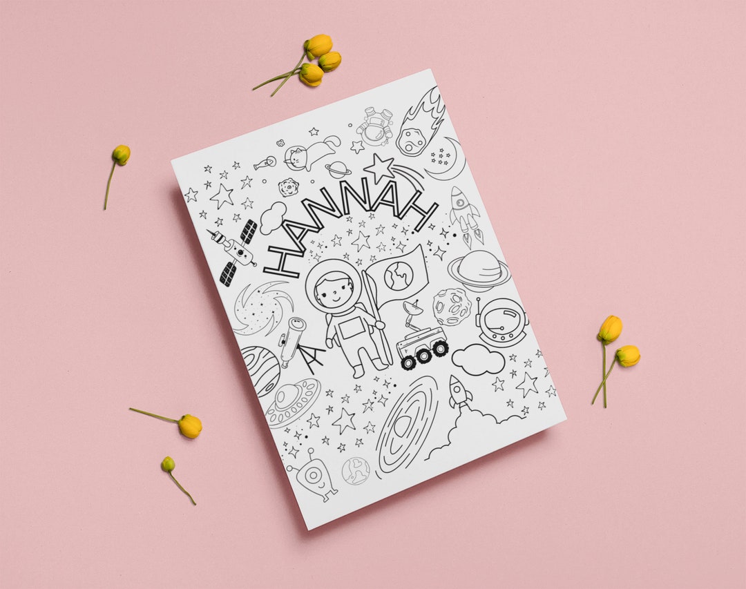 Space Themed Coloring Page, Personalize This Coloring Page for Your ...