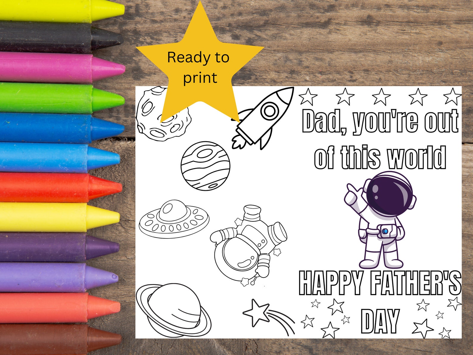 PRINTABLE Father's Day Coloring Card Father's Day Card Color Your Own ...