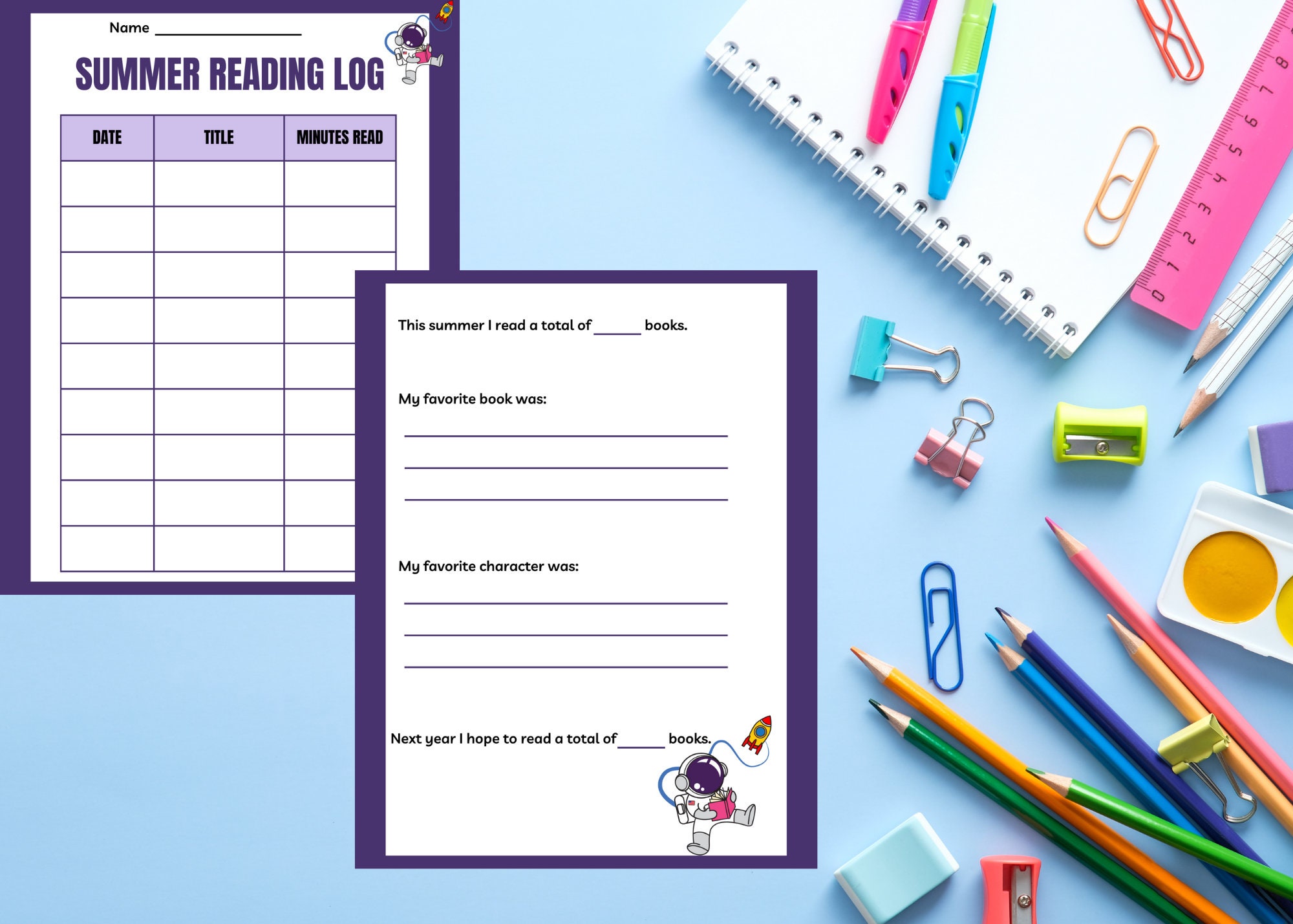 Printable Summer Reading Log, Blast off Into Summer Reading, Space ...