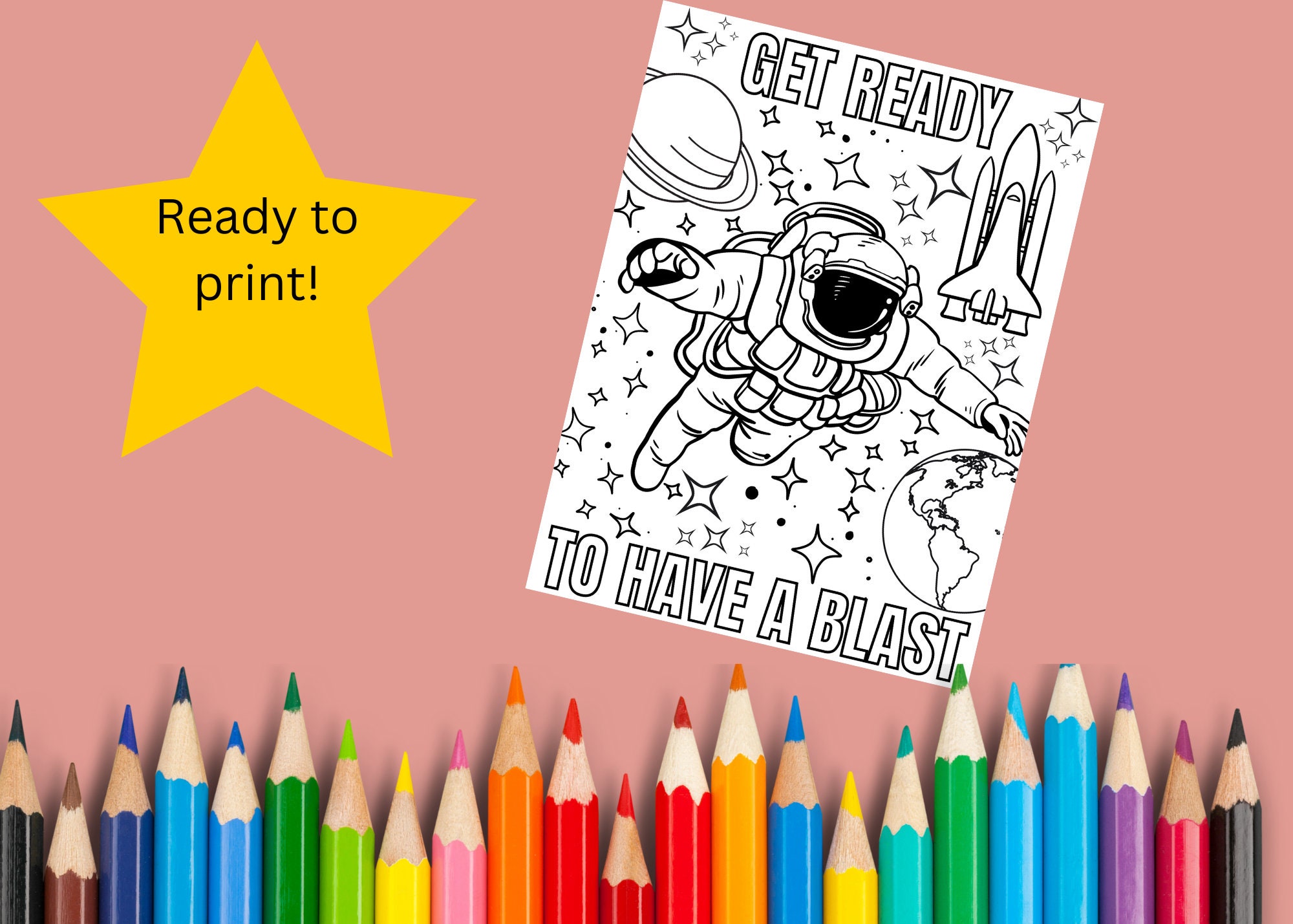 PRINTABLE Space Themed Birthday Coloring Sheet, Birthday Activity ...