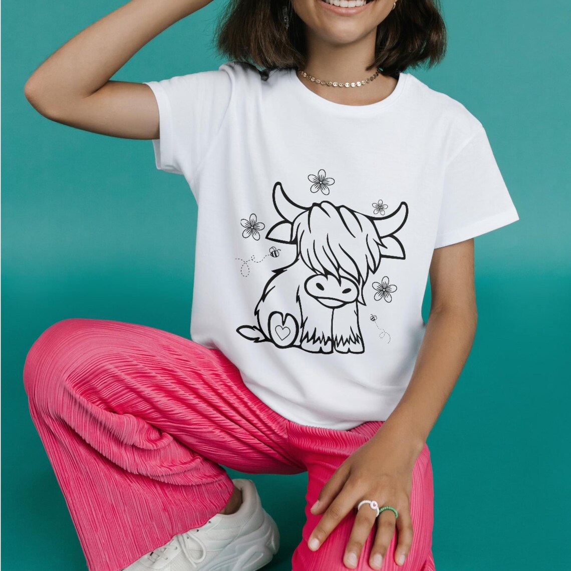 Highland Cow Digital Download | Cute Cow Digital Design | Fluffy Cow ...