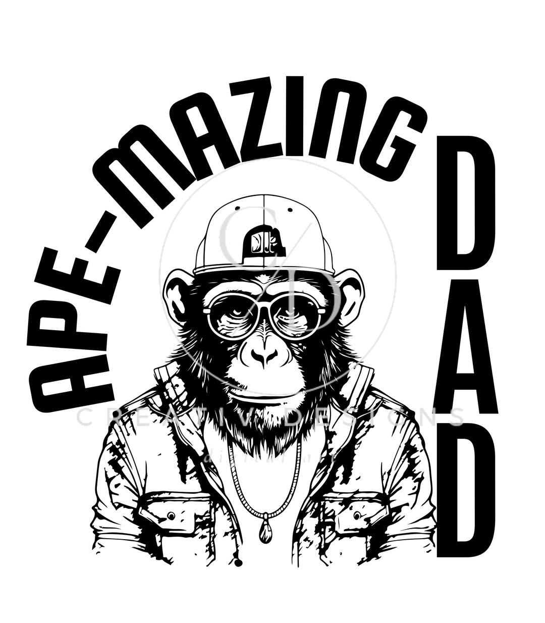 Ape-mazing Dad PNG: Funny Monkey Father's Day T-shirt Design (digital ...