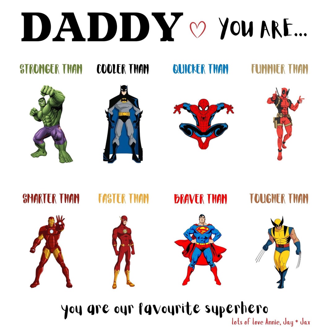 Father's Day Digital Files | Daddy You Are Our Favourite Superhero ...