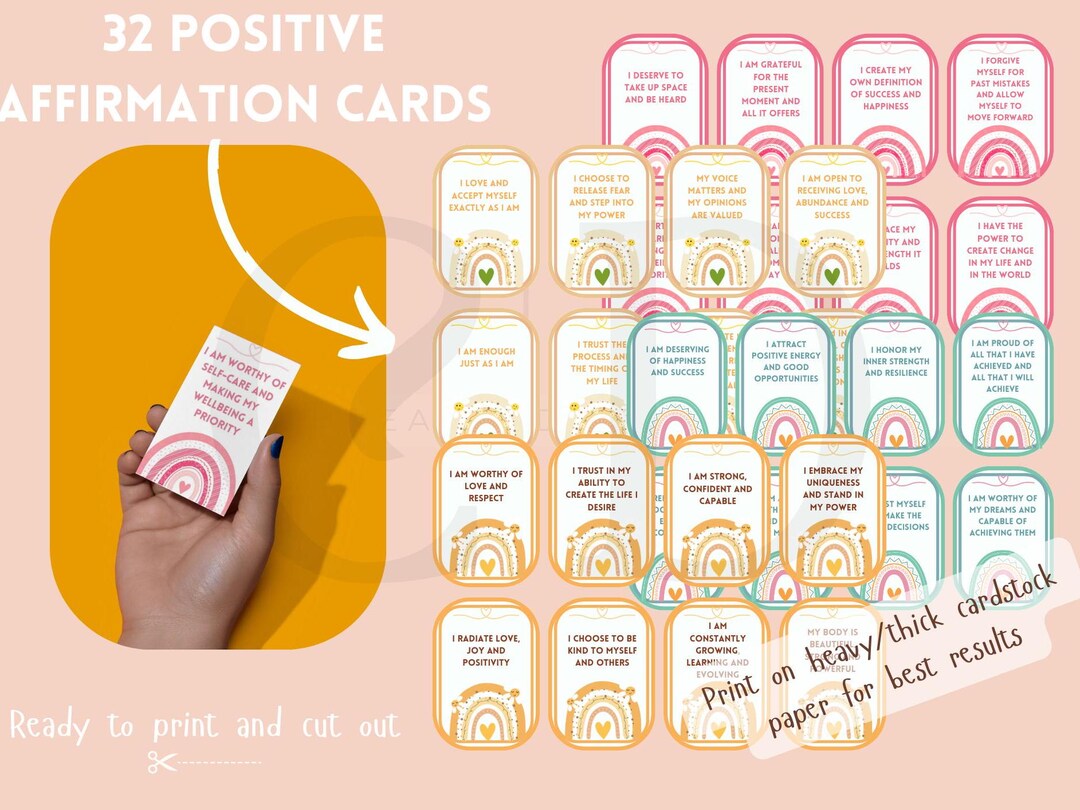 Rainbow Positive Affirmation Cards for Women & Girls (digital Download ...