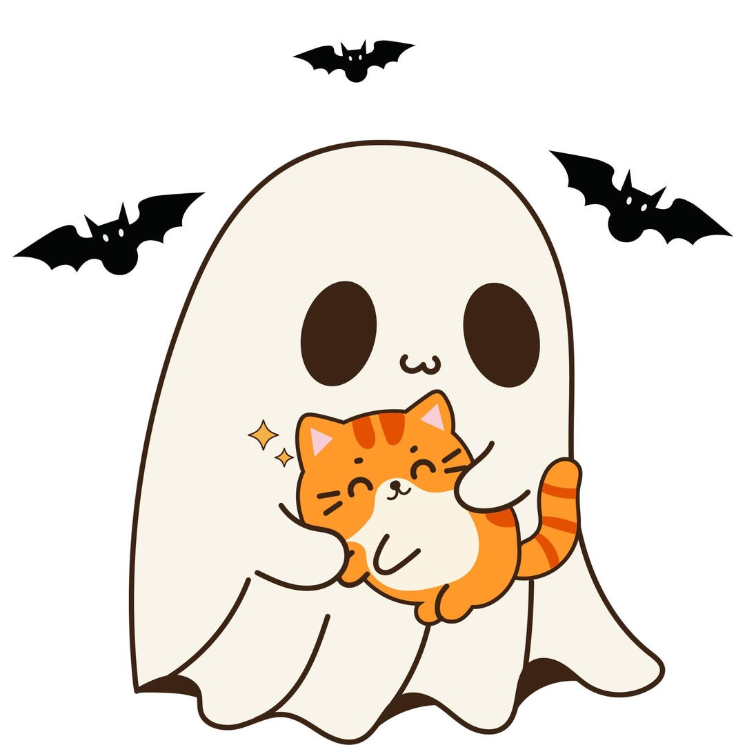 Cute Ghost Digital Files | Ghost and Cat Svg | Cute Halloween Svg - Etsy