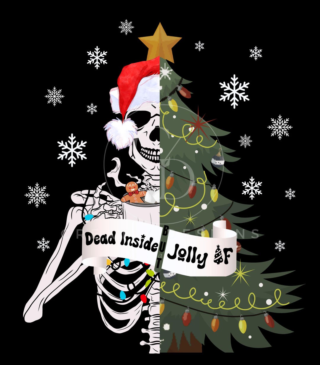 Dead Inside but Jolly AF Digital Png | Jolly Christmas | Skeleton Png ...