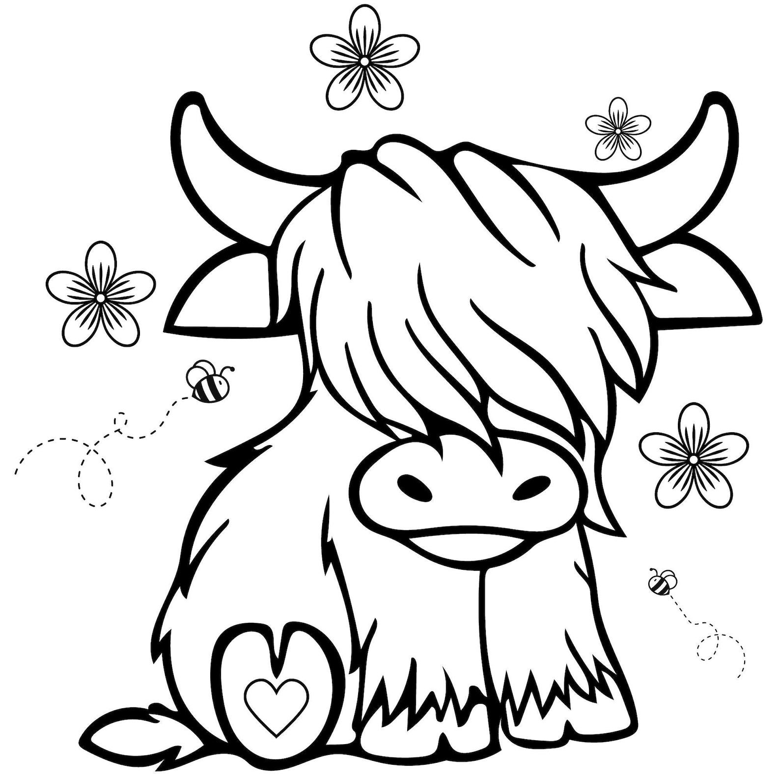 Highland Cow Digital Download | Cute Cow Digital Design | Fluffy Cow ...