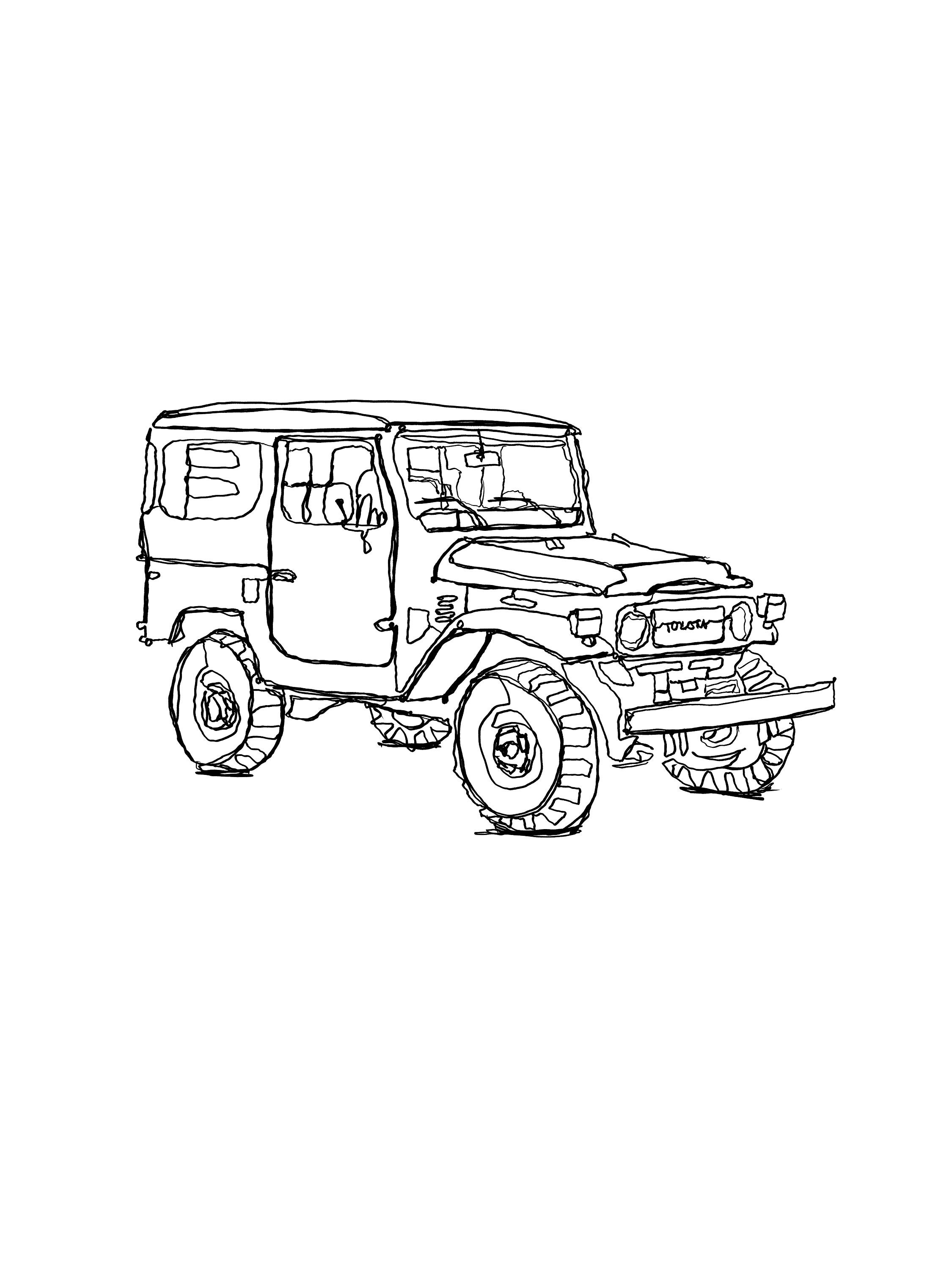 Land Cruiser Print, Black and White, Digital Download, Wall Art, Ink ...